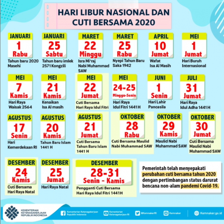 Cuti Bersama dan Libur Panjang di Bulan Oktober Hingga Desember 2020 ...